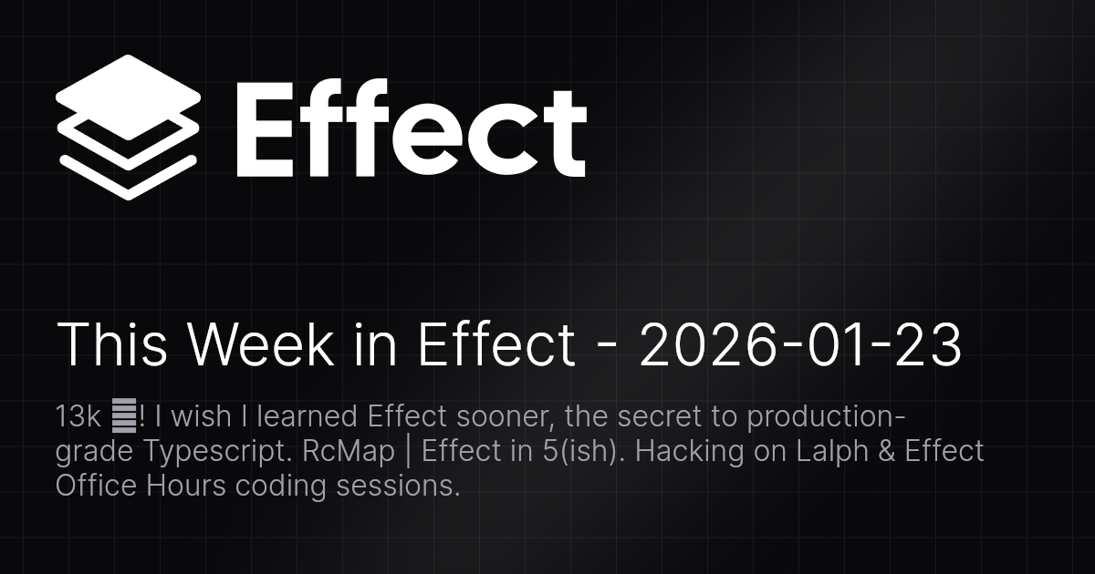 This Week in Effect - 2026-01-23 | Effect Documentation